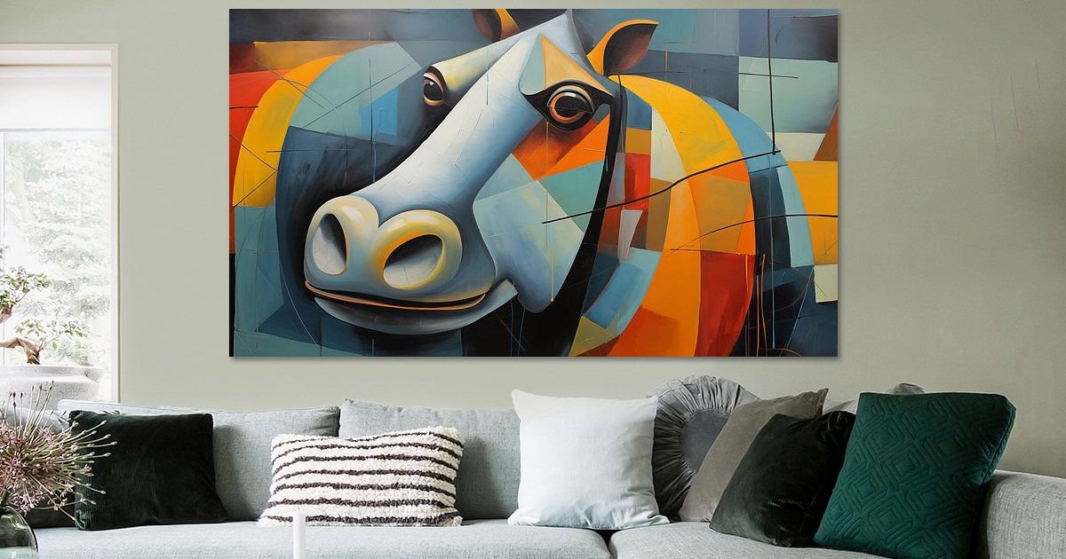 Abstracte nijlpaard kubisme panorama van TheXclusive Art op canvas, behang en meer